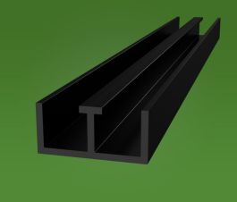 Channel double T top 10mm x 10mm x 25mm x 6mm x 1.5mm black