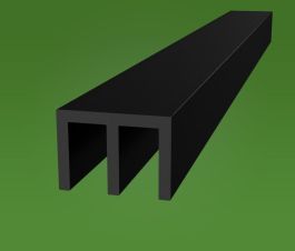 Double channel top 10mm x 10mm x 25mm x 1.5mm black
