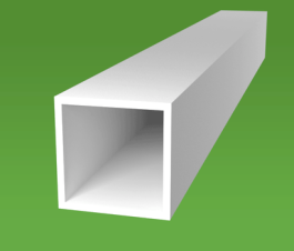 Plastic square tube 20mm x 20mm x 1.5mm white
